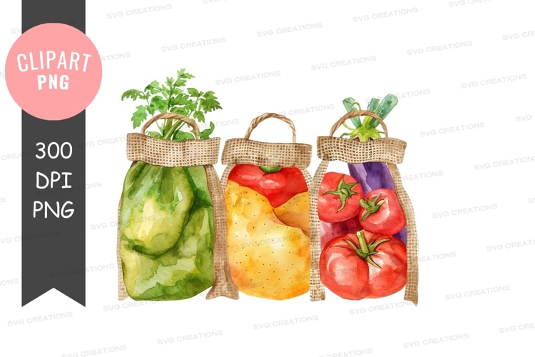 Fresh vegetables in burlap bags