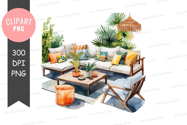 Tropical patio lounge area