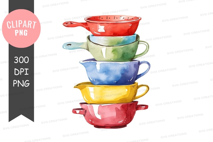 Stack of colorful kitchen colanders