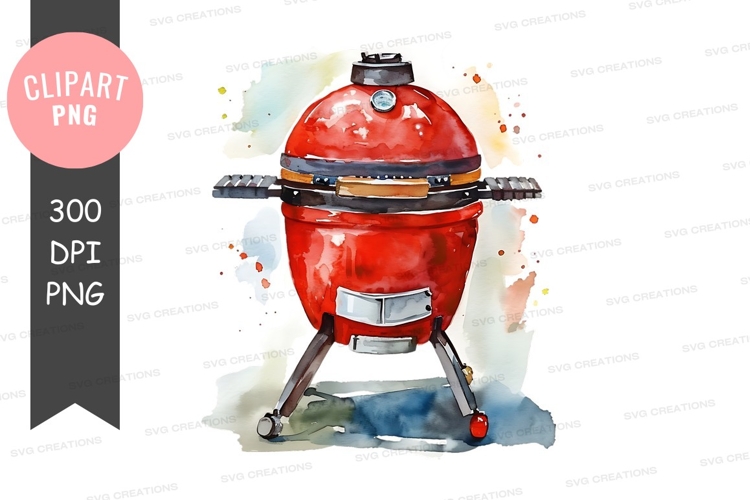 Red kamado grill clipart png (6473720)