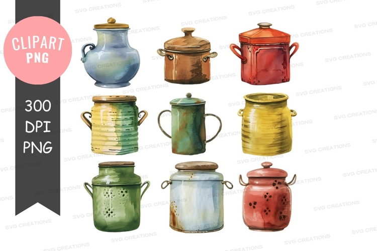 Collection of colorful ceramic jars