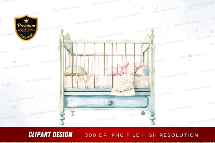 Baby crib with pastel bedding