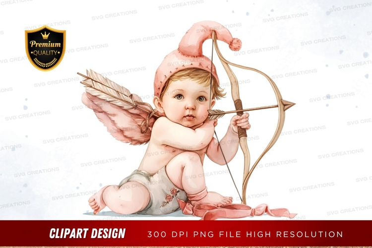 Cute baby cherub with bow and arrow