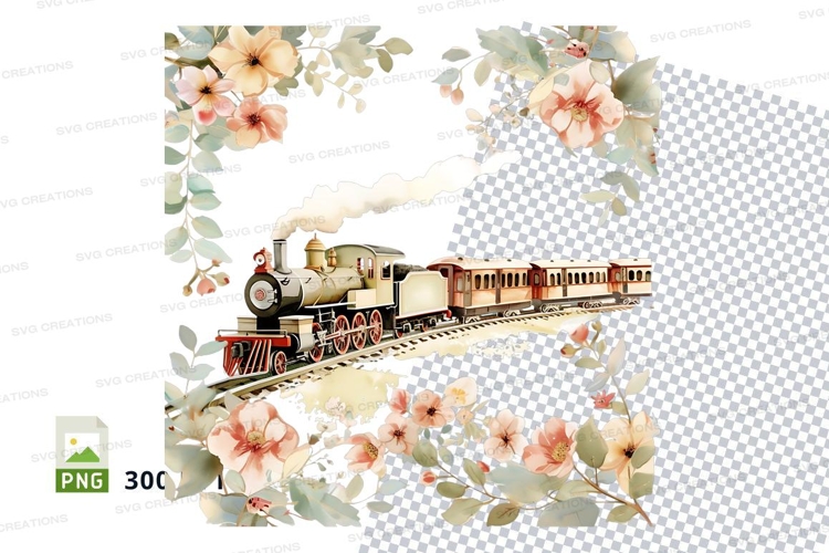 Vintage steam train with floral decorations