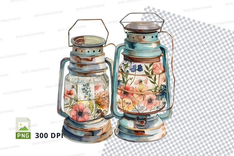 Floral decorated lanterns
