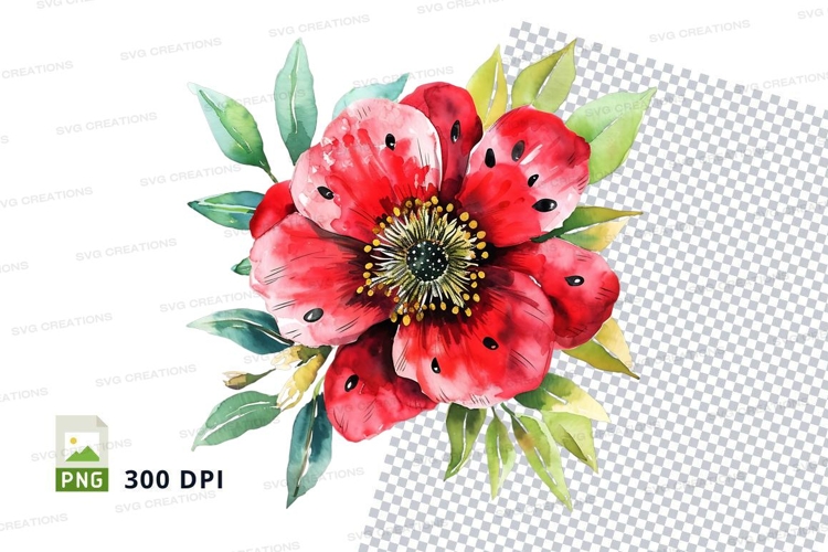 Vibrant red flower clipart png (6491988)