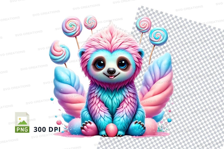 Magical sloth with candy