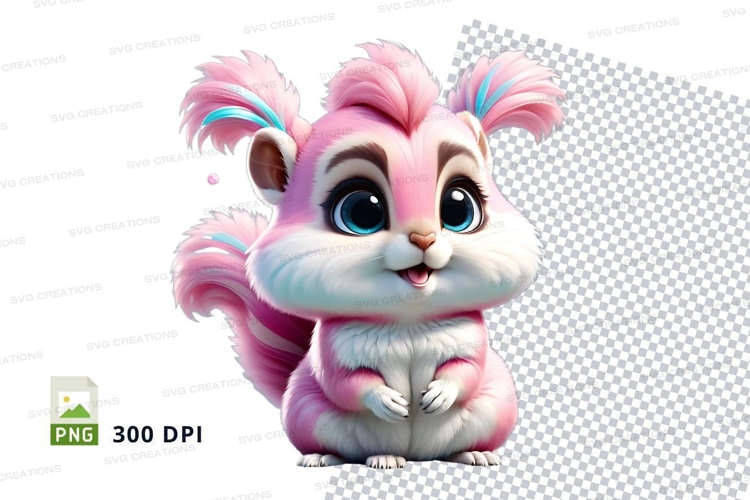 Pink and white cartoon animal