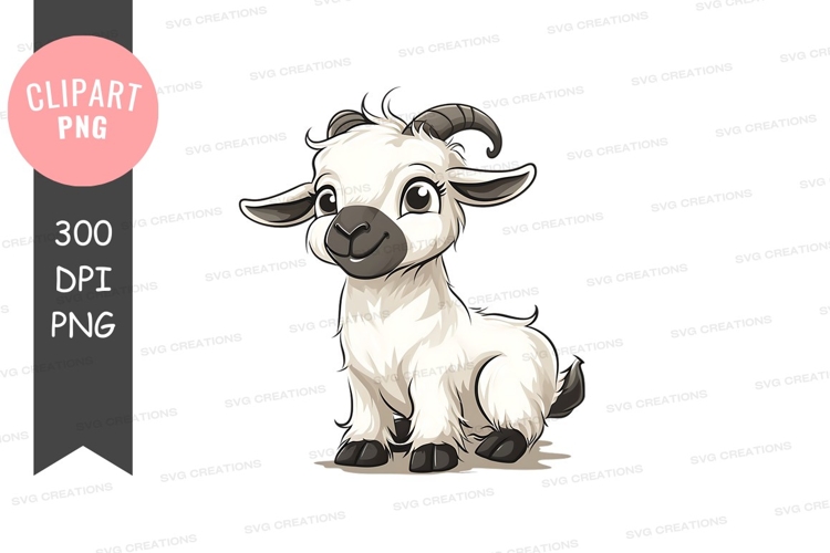 Cute baby goat clipart png