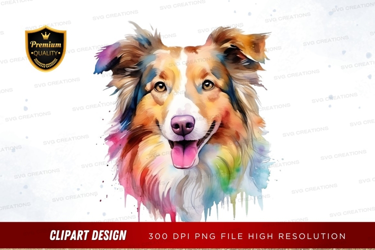 Colorful dog portrait clipart png (6454765)