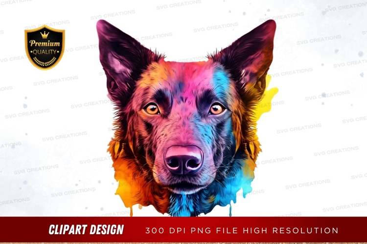 Colorful dog portrait clipart png (6455866)