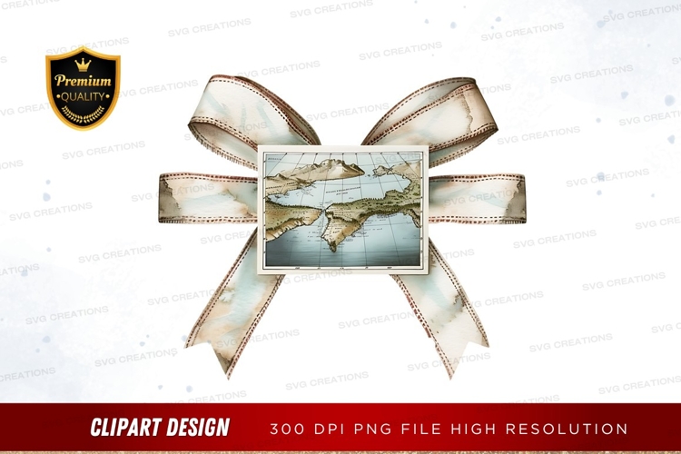 Map with ribbon bow clipart png