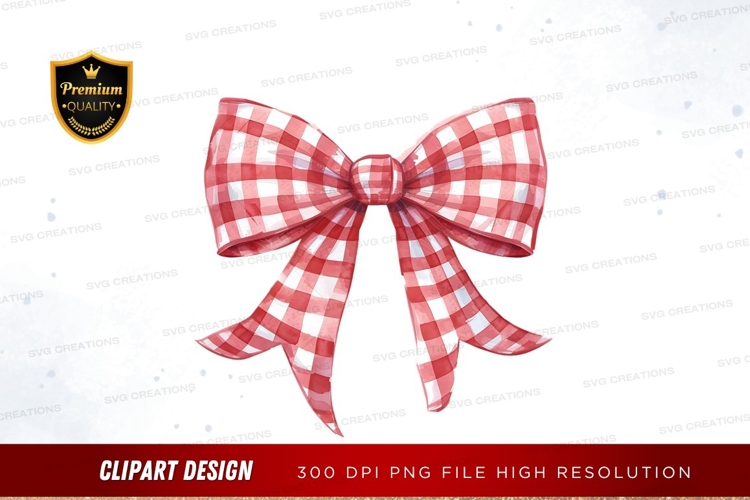 Red and white checkered bow clipart png (6457462)