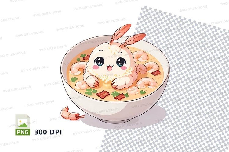 Cartoon shrimp bowl clipart png