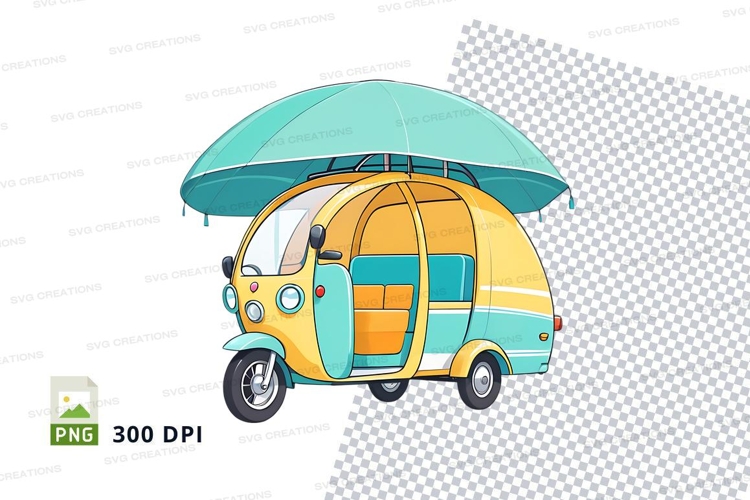 Illustrated tuk-tuk with canopy mockup