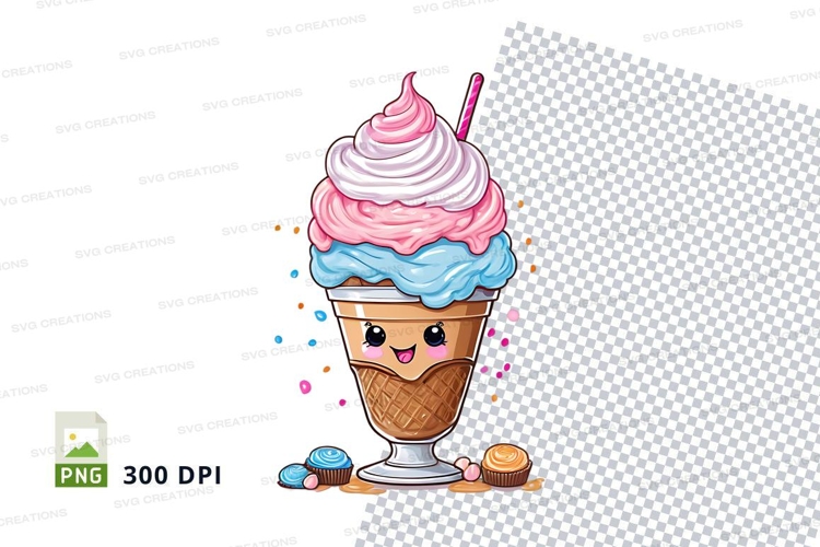 Cute cartoon ice cream cone mockup