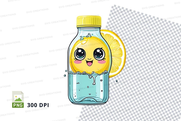 Cartoon lemon bottle mockup
