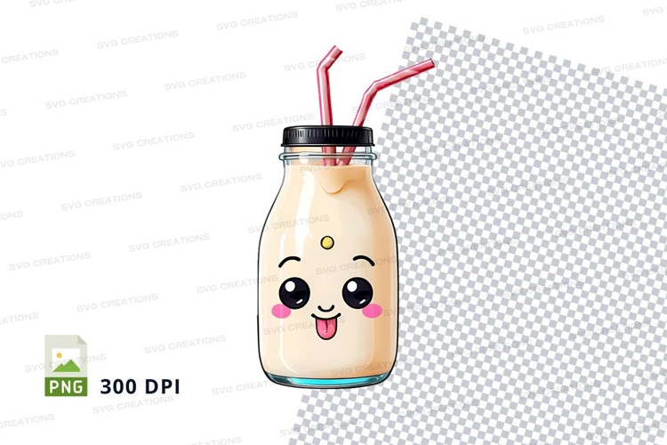 Cute cartoon smoothie jar mockup