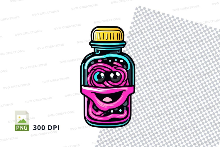Cartoon bottle with pink tentacles mockup