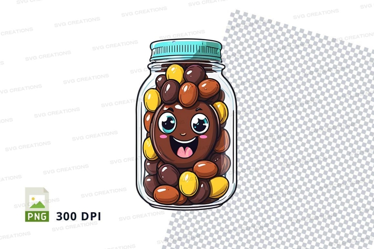 Cute cartoon sheep in a jar clipart png