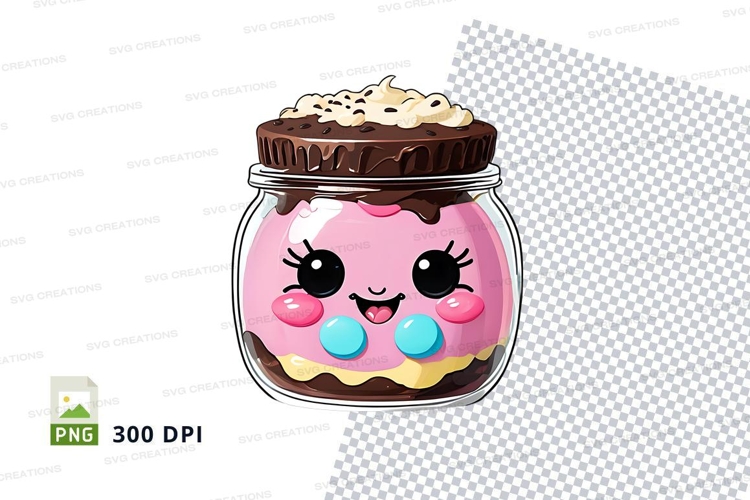 Cute cartoon mason jar with dessert mockup