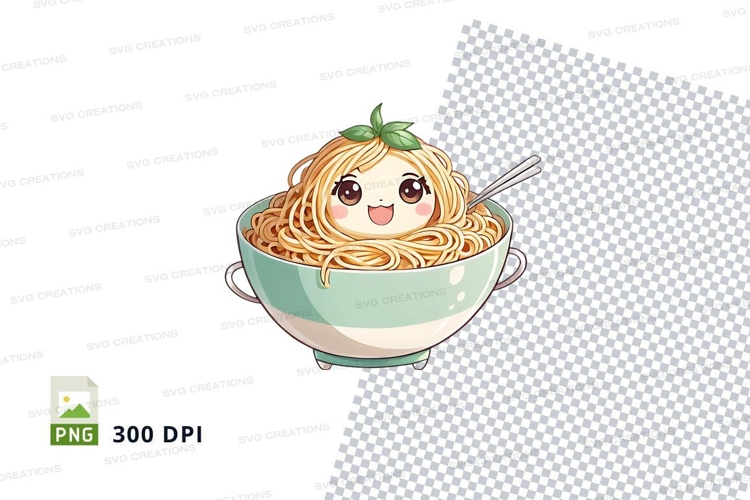 Anime character in bowl of noodles clipart png