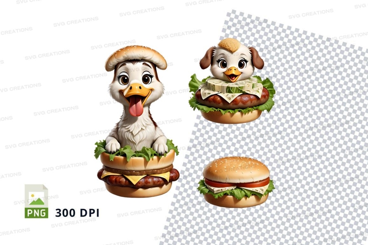 Cartoon animal burgers clipart png