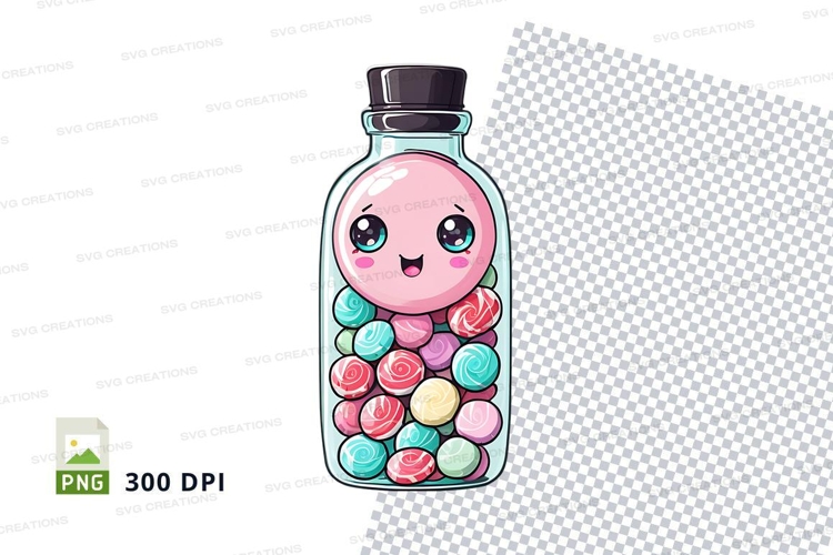 Cute kawaii jar with candy mockup