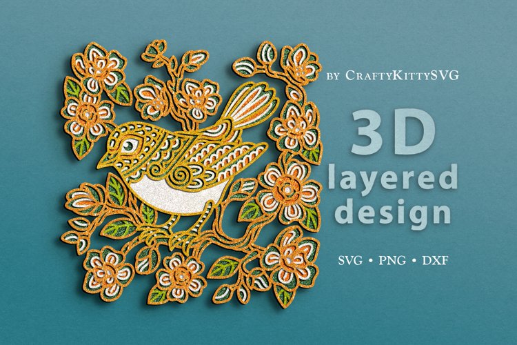 3D Sparrow Bird SVG, 3D Bird Paper Cutting, Spring (2126282)