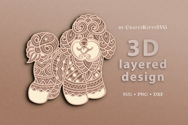 Bichon Frise Mandala Dog, 3D Layered Dog, 3D Papercut Dog