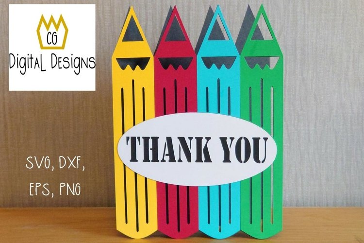 Thank You Crayon Card - Teacher - SVG