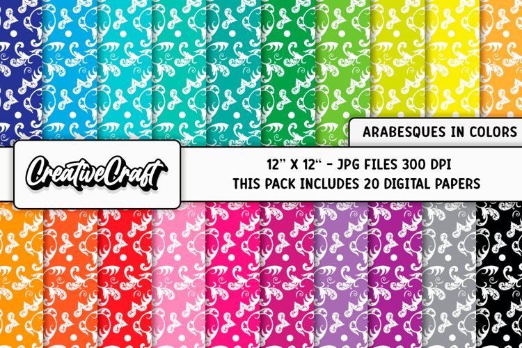 Colors Arabesques Digital Papers, scrapbooking designs