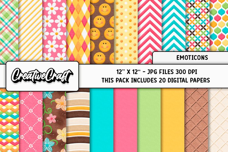 Emoticons Digital Papers, scrapbooking backgrounds designs