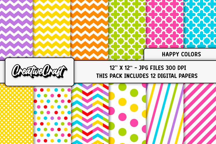 Happy Colors Digital Papers, scrapbook backgrounds designs