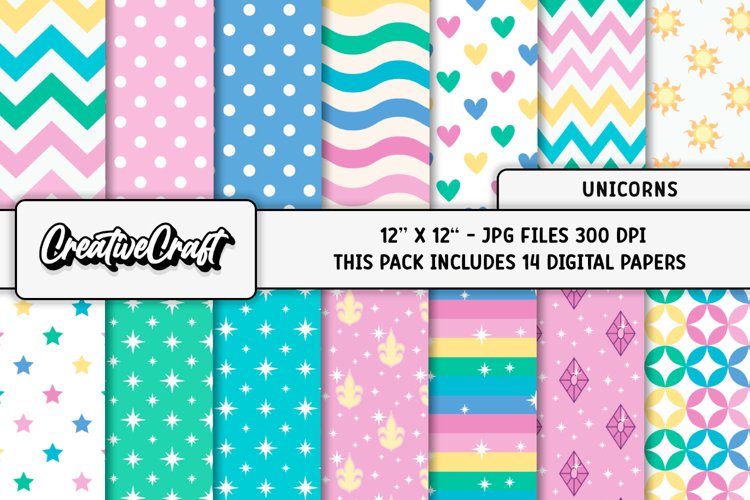 Unicorns Digital Papers, scrapbooking backgrounds designs