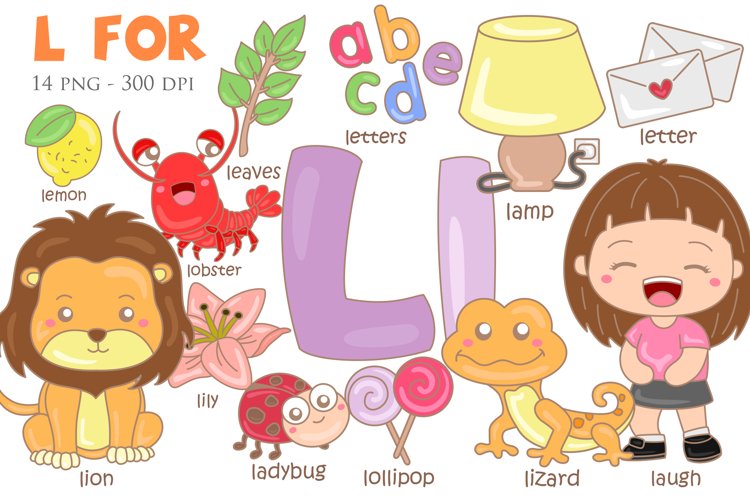 Alphabet L For Vocabulary Reading Illustration Vector Kids Alphabet L For Vocabulary Reading Illustration Vector Kids