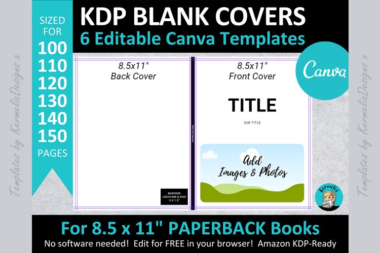 Canva 8 5x11 KDP PAPERBACK BOOK COVER Blank Templates