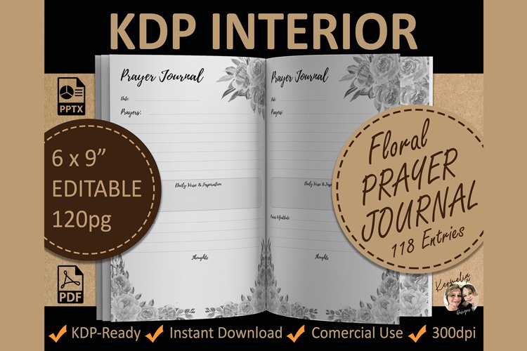 6x9' FLORAL PRAYER JOURNAL Interior Editable Template | KDP (1422976 ...