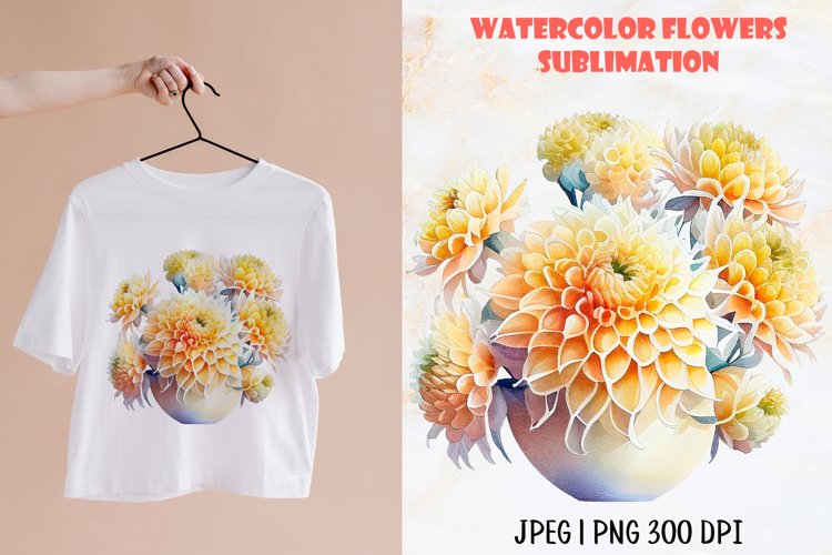 Floral Sublimation Design | Watercolor Dahlia (2615173)