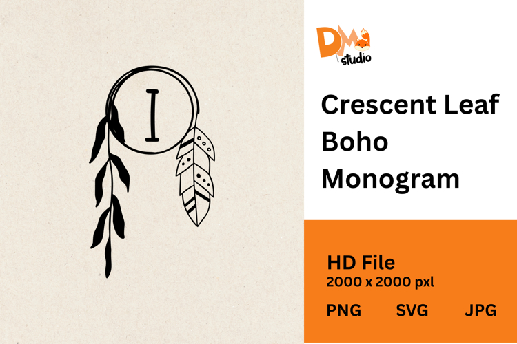 Crescent Leaf Boho Monogram (5846978)