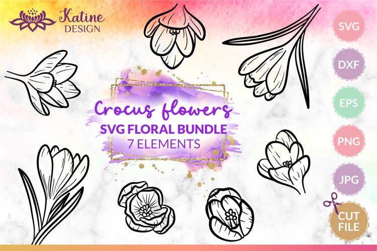 Crocus Svg Hand Drawn Spring Flowers Bundle