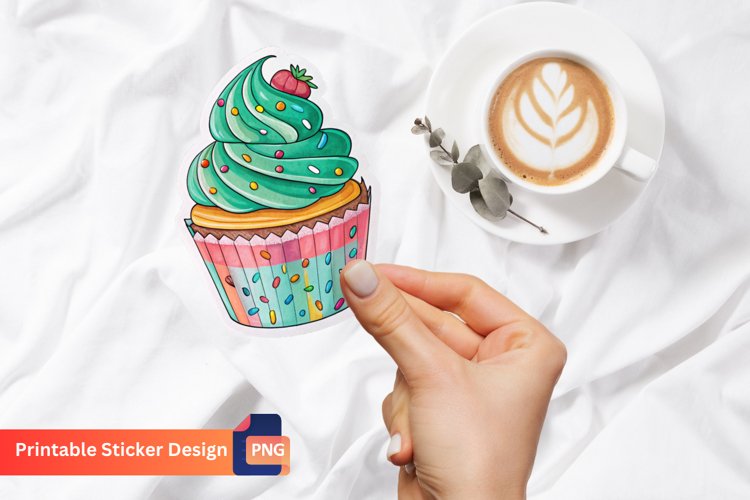 Cupcake Sticker, Dessert Sticker, Sweet Treat Sticker
