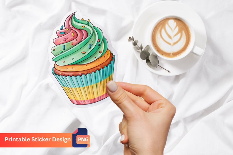 Cupcake Sticker, Dessert Sticker, Sweet Treat Sticker