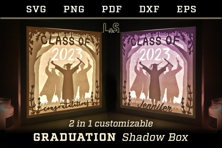 Customizable Graduation Shadow Box | Lightbox Svg