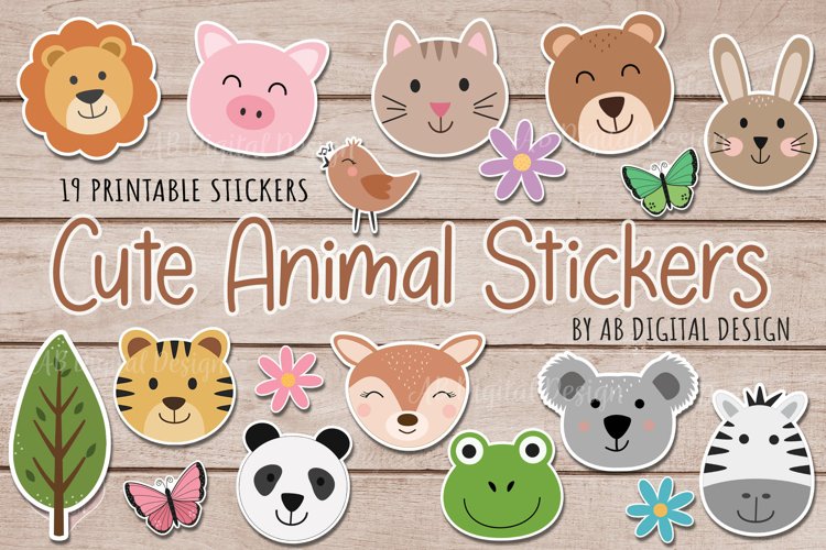 Cute Animals Sticker Bundle | Printable Stickers for Kids