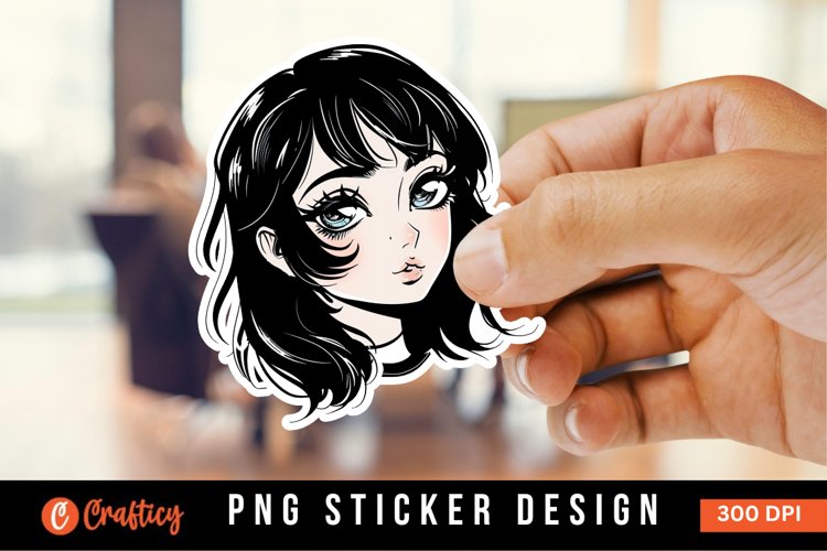 Cute Anime Girl Sticker,Cute Cartoon Girl Sticker,Anime Art