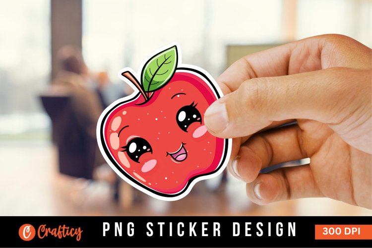 Cute Apple Sticker,Kawaii apple sticker,Fruit sticker