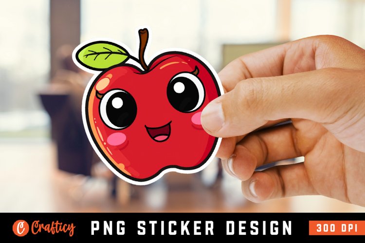Cute Apple Sticker,Happy apple sticker,Sweet fruit sticker