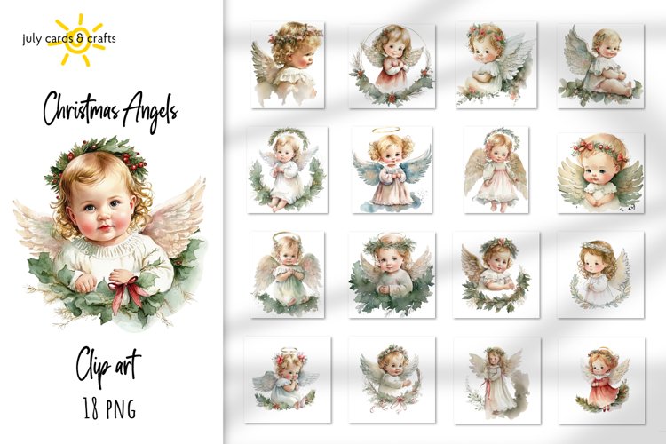 Cute Baby Angels. Christmas Clipart Bundle