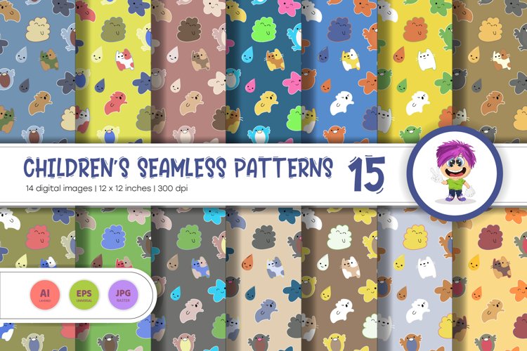 Cute Baby Seamless Patterns 15. Digital Paper